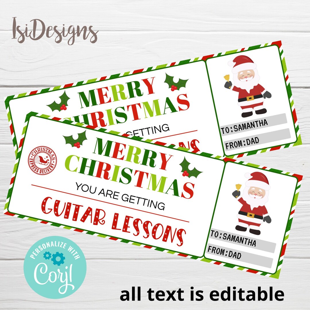 Christmas Gift Certificate Voucher Template, Editable Christmas Coupon ...