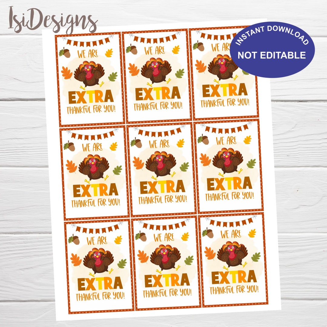 Fall Thank You Gift Tags, Extra Thankful School PTO/PTA Teacher Staff ...