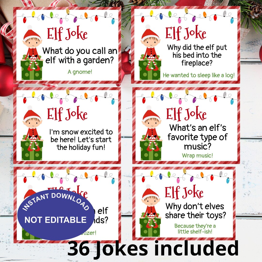 Printable Christmas Elf Note Cards, Jokes Activities Adoption Arrival ...