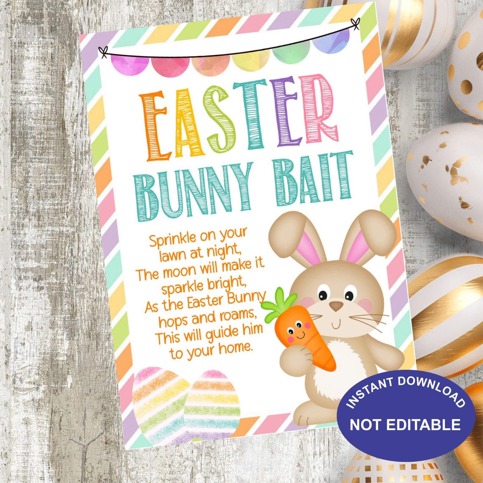 Printable Easter Bunny Bait Tag, Instant Download, Kids Easter Activity ...
