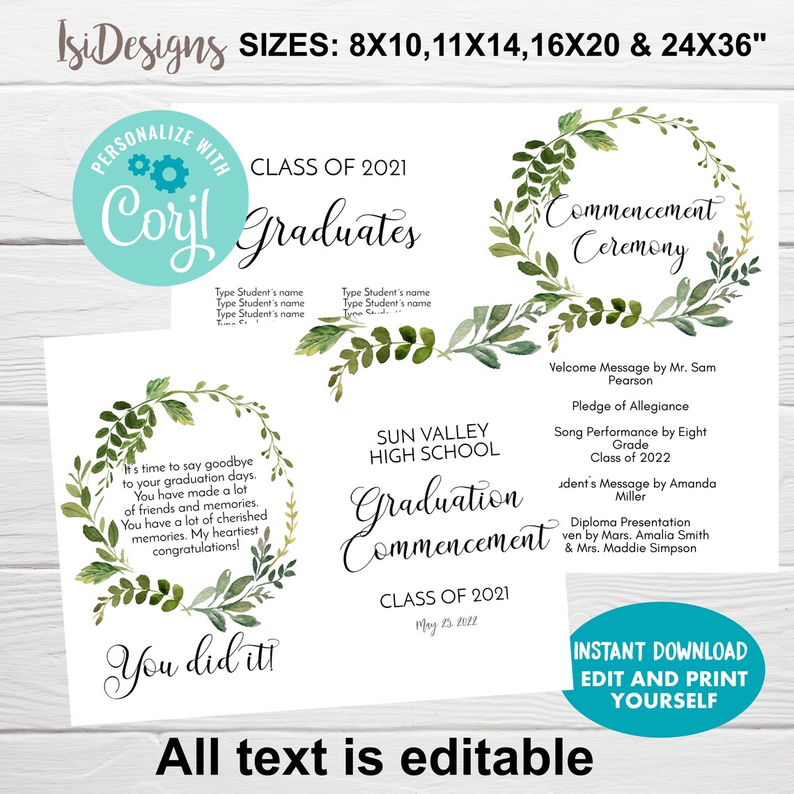 Commencement College Graduation Greenery Graduation Program - Etsy