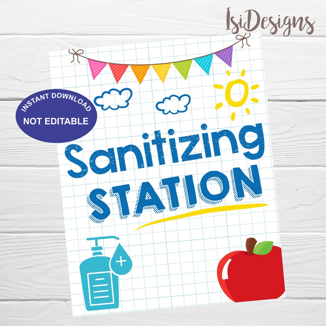 Sanitizing Station School Sign, Instant Download, Back to School ...
