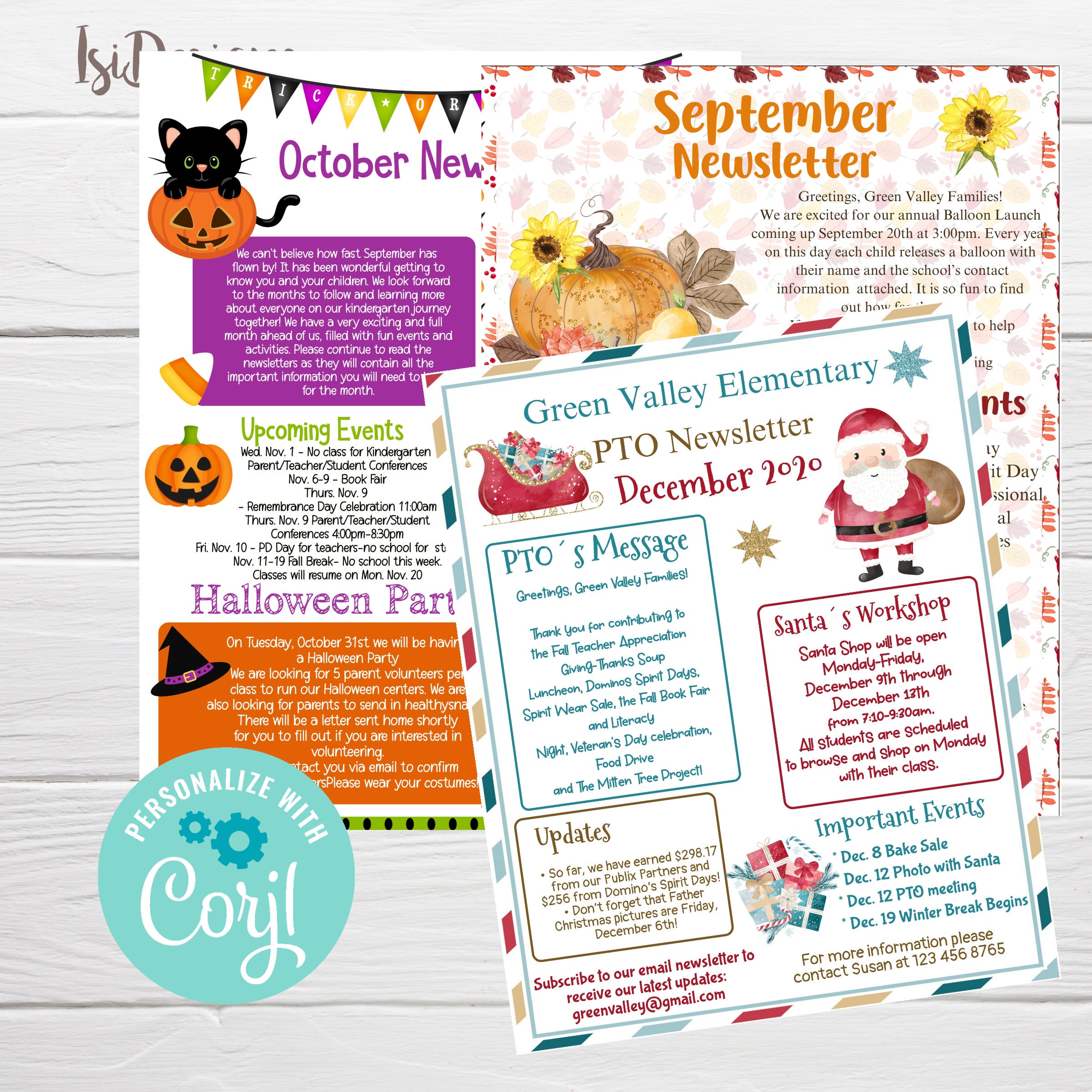 Editable Yearly PTO PTA Newsletter Bundle School Events | Etsy