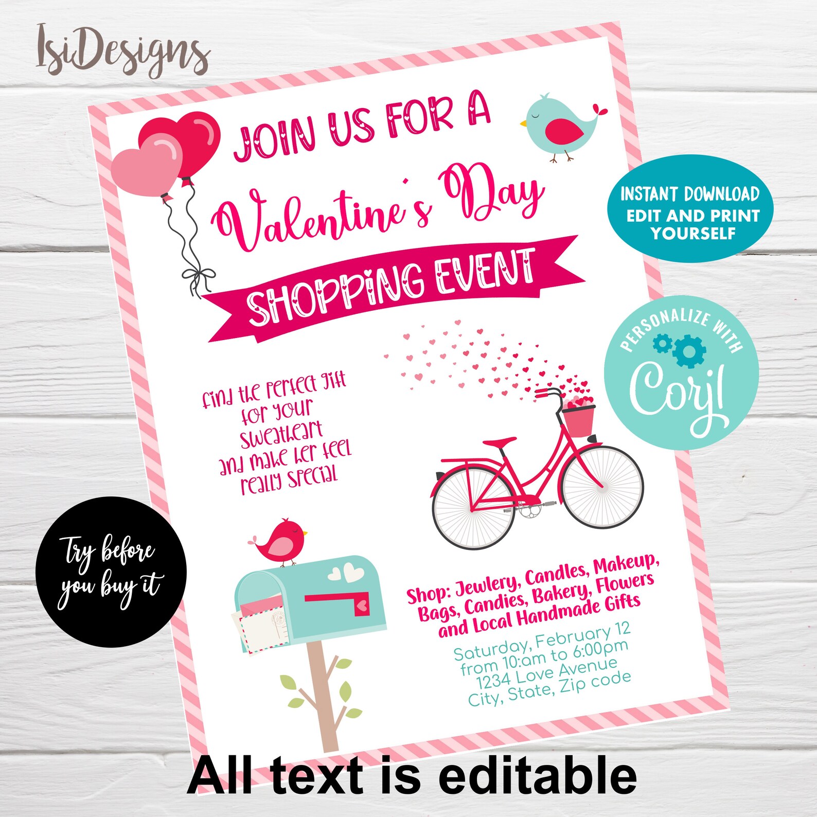 Valentines Shopping Event Editable Flyer Instant Download - Etsy