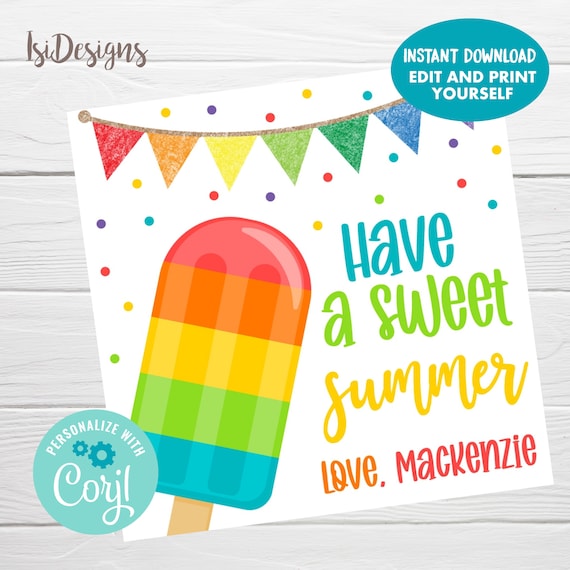 Summer Favor Tags, Instant Download, Have a sweet summer, Last day of ...