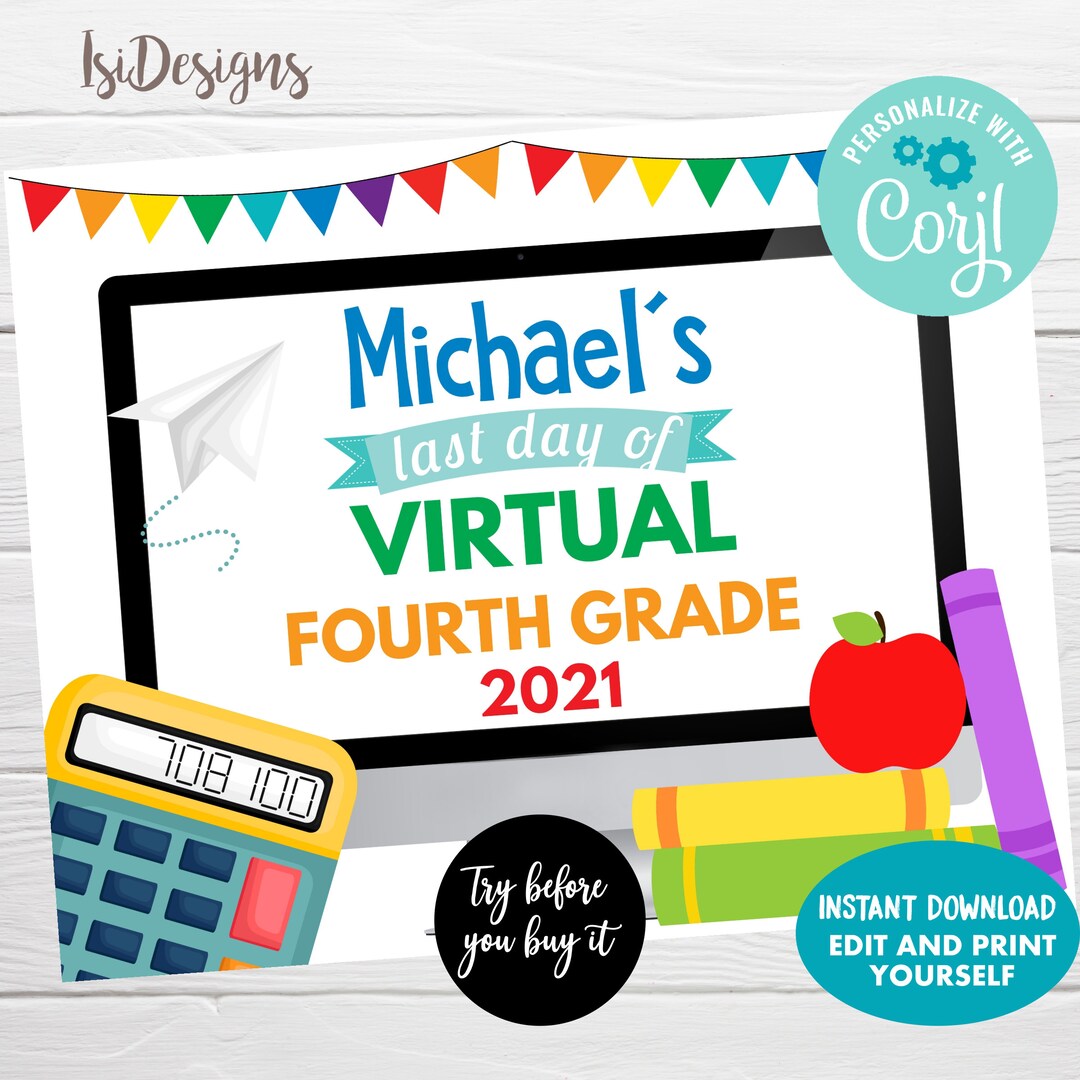 Virtual Last Day of School Sign Instant Download Editable - Etsy