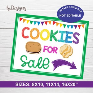 Cookie for Sale Printable Sign, Instant Download, Girl Cookie Booth ...
