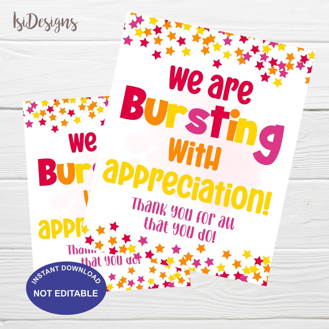 Bursting With Appreciation Gift Tags, Star Candy Appreciation Tags ...