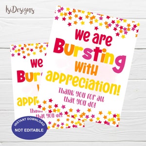 Bursting With Appreciation Gift Tags, Star Candy Appreciation Tags ...