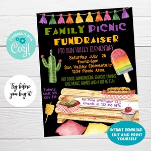 Grill Out Editable PTO/PTA Flyer, Picnic Fundraiser Event, Instant ...