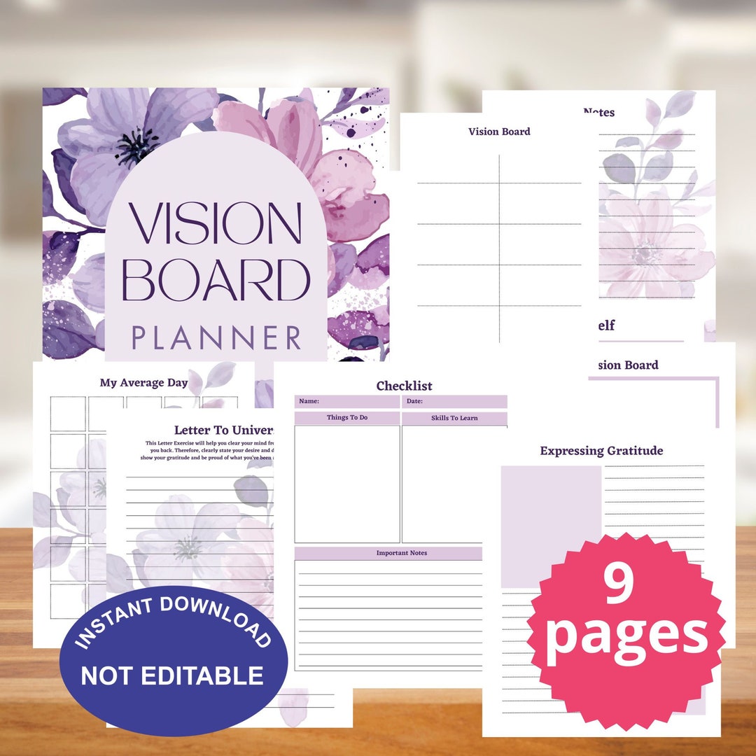 Vision Board Printable Planner, Vision Board Kit, Instant Download ...