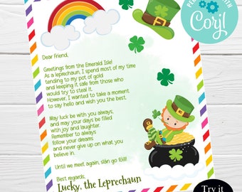 St. Patrick's Day Letter From the Leprechaun Kids St - Etsy