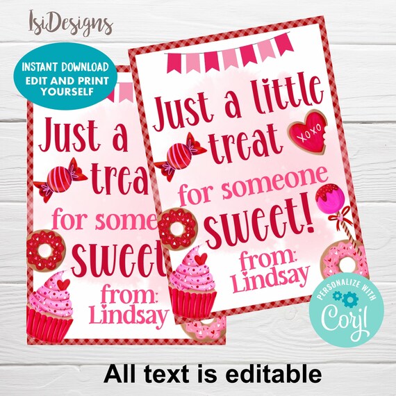 Just a little Treat for Someone Sweet, Valentine's Day Gift Tags ...