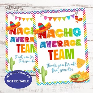 Nacho Average Team Printable Appreciation Gift Tags, Instant Download ...