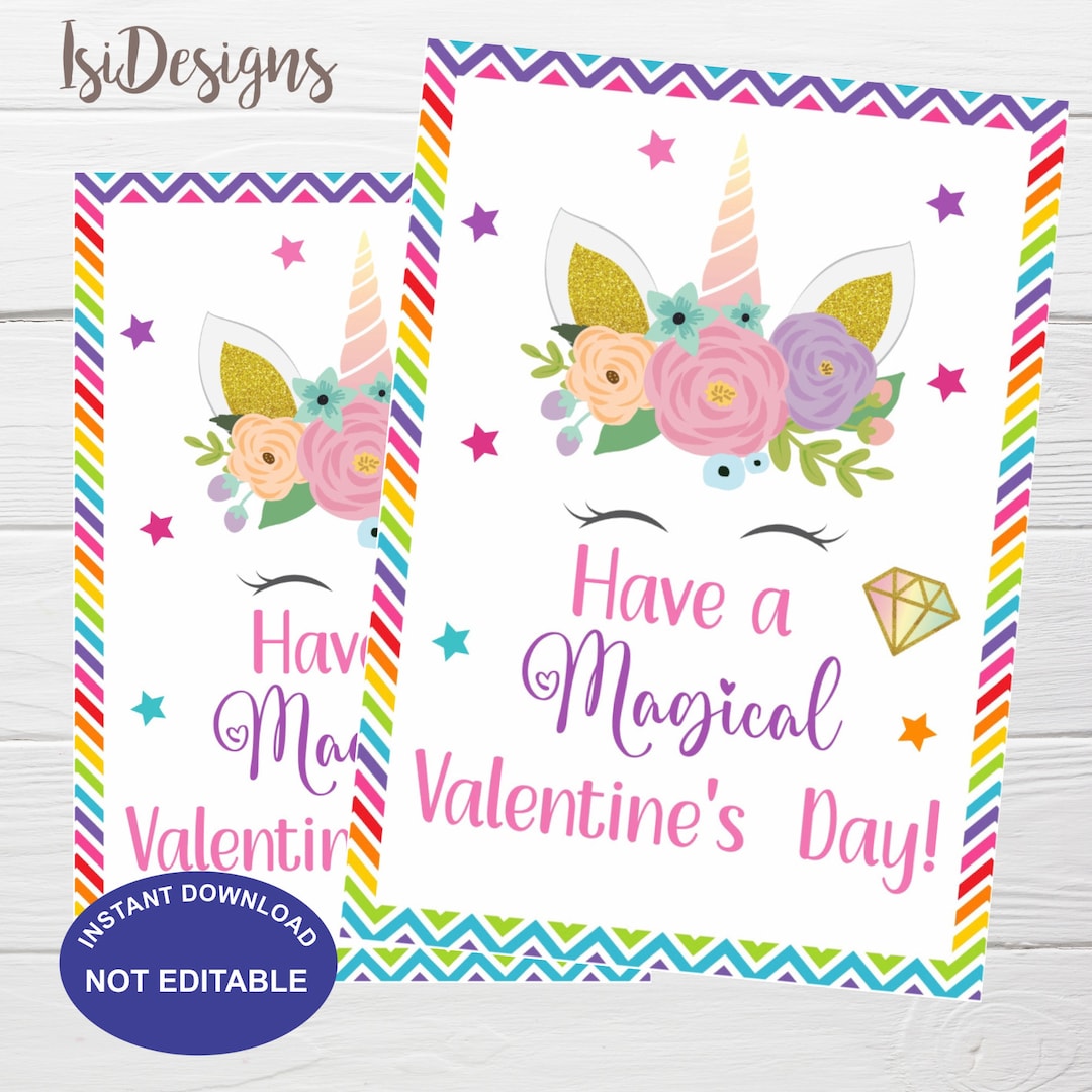 Printable Rainbow Unicorn Valentine's Day Cards Unicorn - Etsy