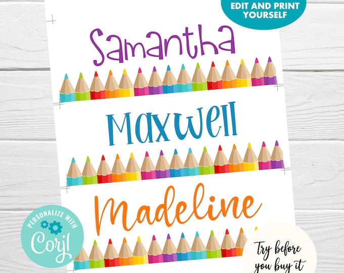 Crayon Cubby Label for Daycare or Prek, Editable in Canva - Etsy Canada