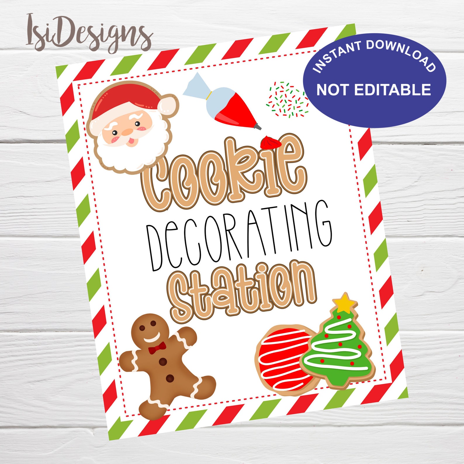 Holiday Cookie Decorating Station Printable Sign Instant | Etsy