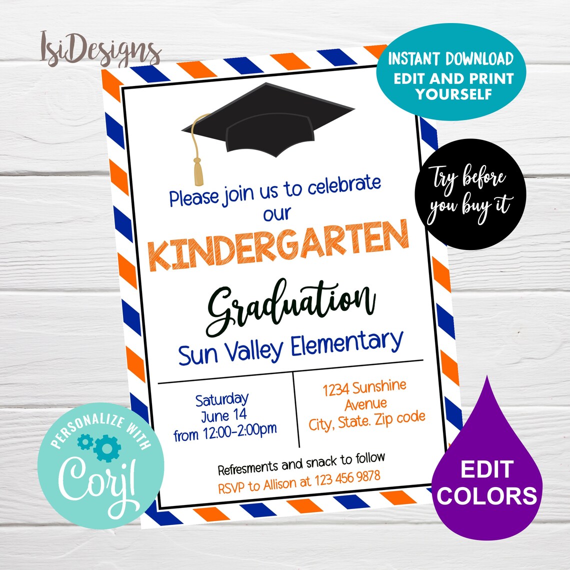 Graduation Editable Invitation Instant Download Kindergarten - Etsy