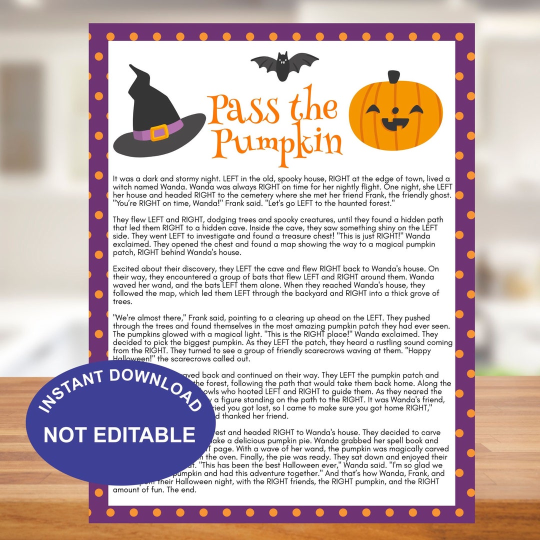 Pass the Pumpkin Printable Game, Instant Download, Spooky Halloween ...