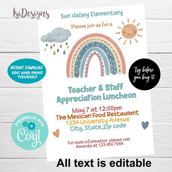 Staff Appreciation Invitation - Etsy