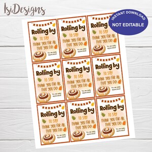 Rolling Appreciation Thank You Tag Instant Download, Teacher PTO/PTA ...