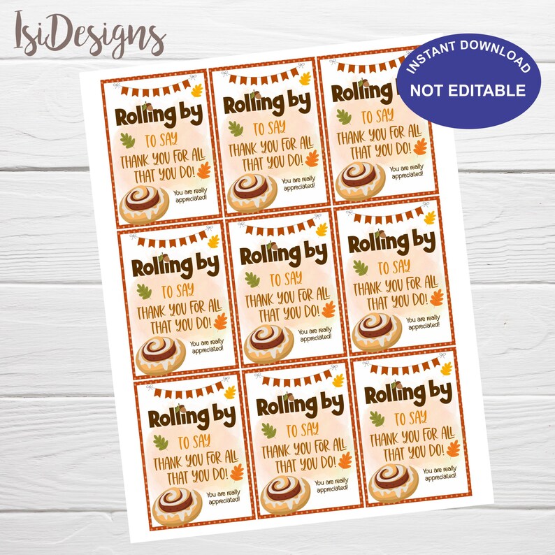 Rolling Appreciation Thank You Tag Instant Download Teacher - Etsy