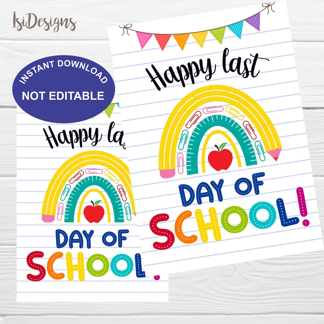 Rainbow Summer Gift Tags, Happy Last Day of School Printable Tags, End ...