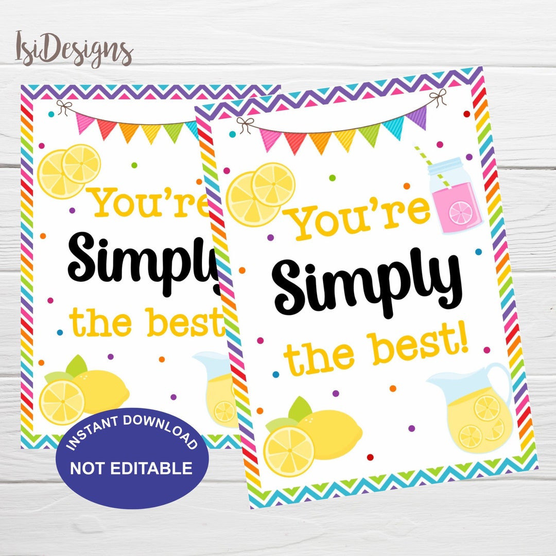 You're Simply the Best Gift Tags, Appreciation Tags, End of School Year ...