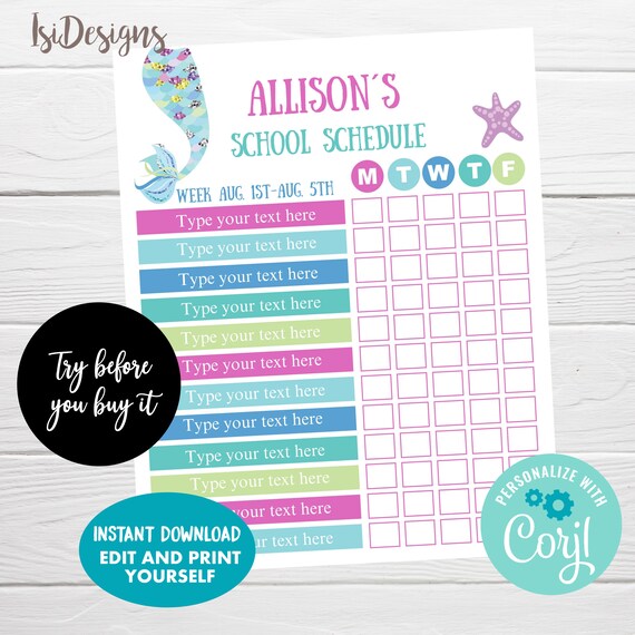 Daily Routine Printable Chart, Instant Download, Weekly Editable ...