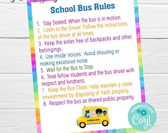 School Bus Rules, Teach Safety Rules, Back to School, Instant Download ...