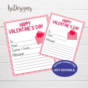 Valentine's Day Grams Cards, Candy Grams, Instant Download, PTA, PTO ...