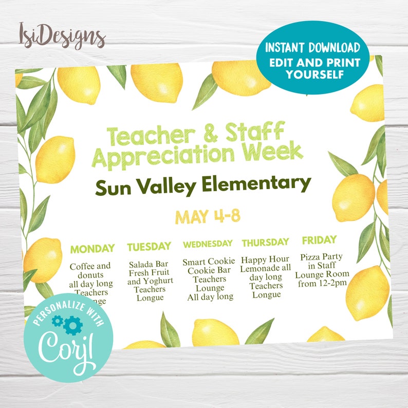 Editable Teacher & Staff Appreciation Flyer Instant Download - Etsy