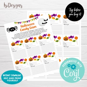 Editable Halloween Candy Gram Flyer, PTO / PTA School Fundraiser ...