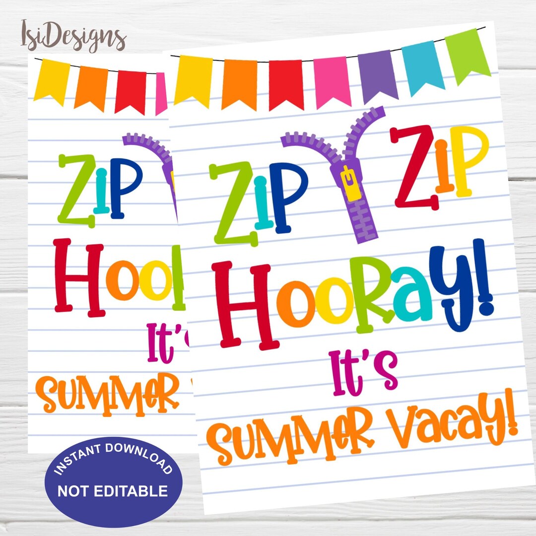Zip Bracelet Gift Tag Zip Zip Hooray It's Summer Vacay, Fidget Tags ...