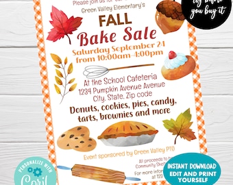 Fall Festival Editable Flyer PTO PTA Fundraiser Event | Etsy