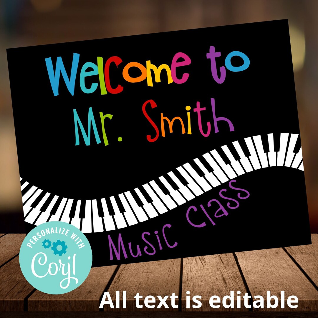 Welcome to Music Class Teacher Door Sign, Instant Download ...