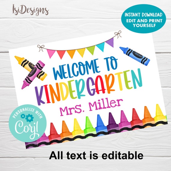 Welcome to Kindergarten Editable Postcard Instant Download - Etsy