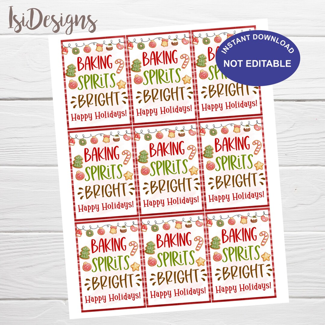 Christmas Appreciation Baking Spirits Bright Gift Tags, Instant ...