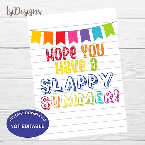 Slap Bracelet Gift Tag, Printable Slappy Summer School Tags, Instant ...