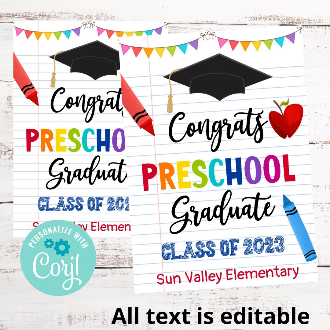 Preschool Graduation Favor Tag, Instant Download, Editable Gift Tag ...