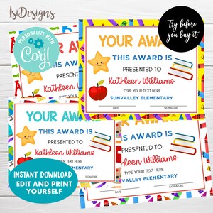 Editable Award Certificate, Instant Download, Printable Diploma ...