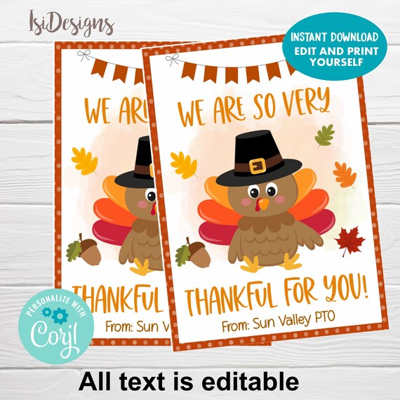 Editable Thanksgiving Gift Tags so Very Thankful for You Tag - Etsy