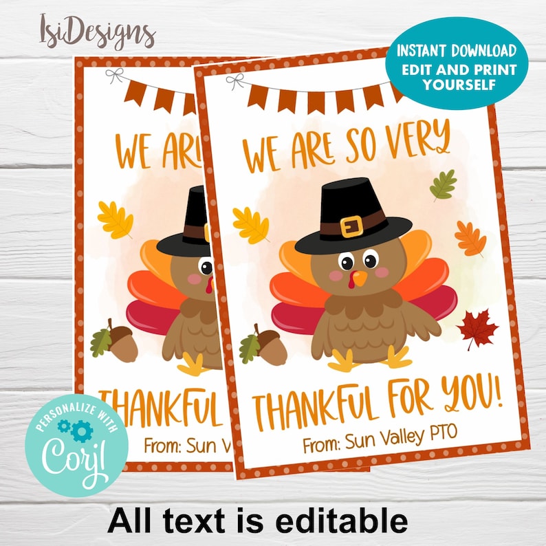 Editable Thanksgiving Gift Tags so Very Thankful for You Tag - Etsy