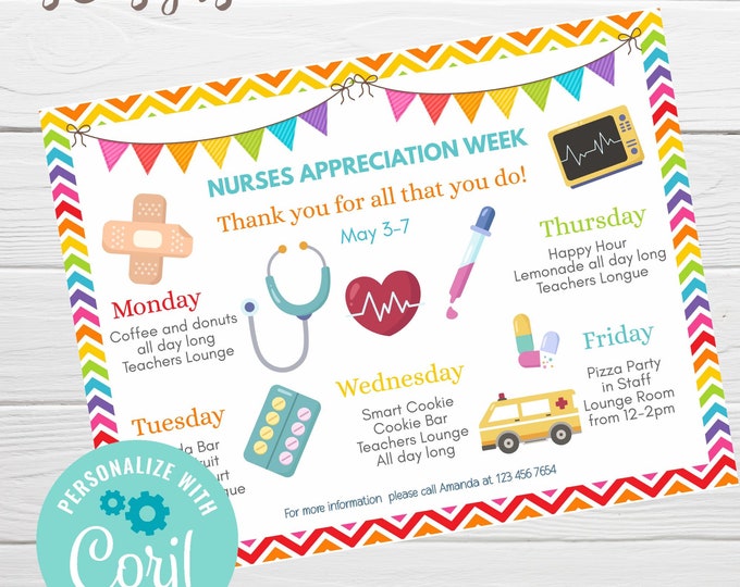 EDITABLE Lab Appreciation Week Itinerary Poster, Printable Digital File ...