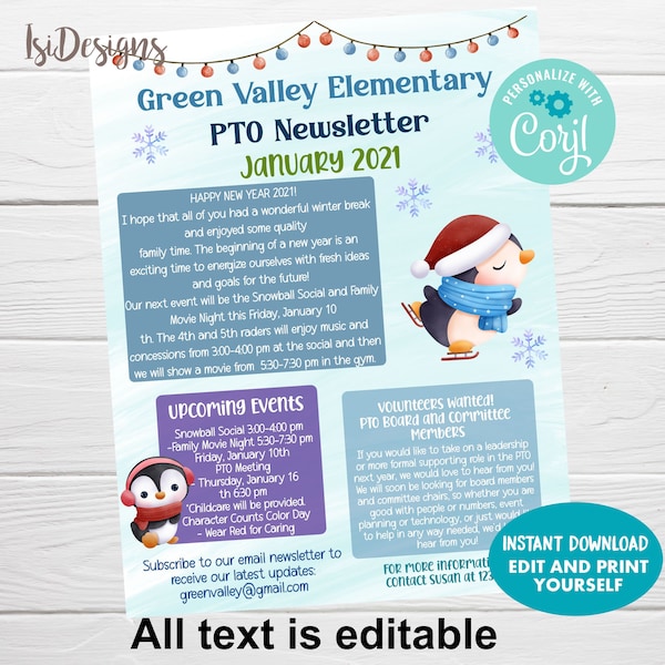 Newsletter Template Editable - Etsy