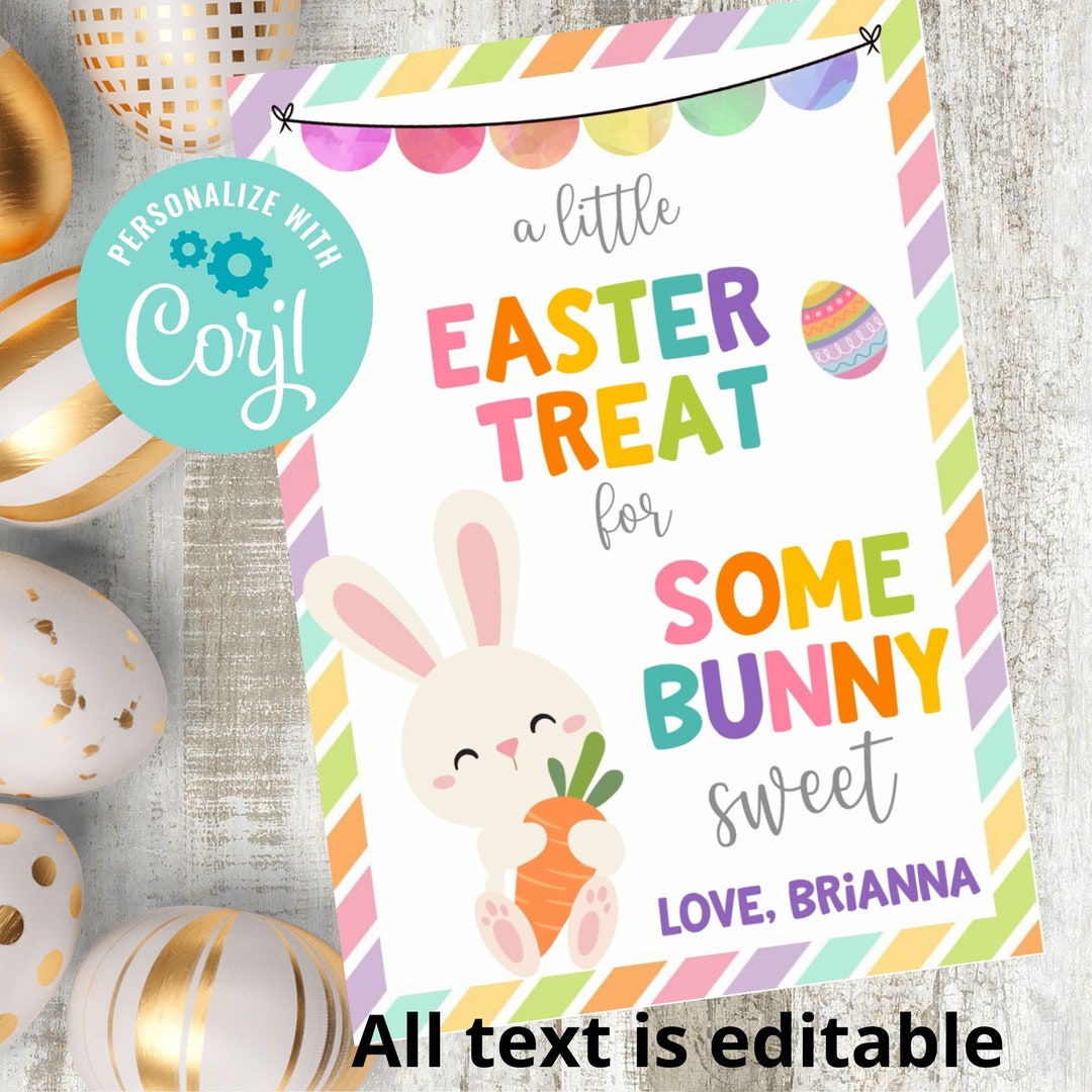 Easter Gift Tag - Editable Bunny Treat Tag for Easter Baskets & Parties ...