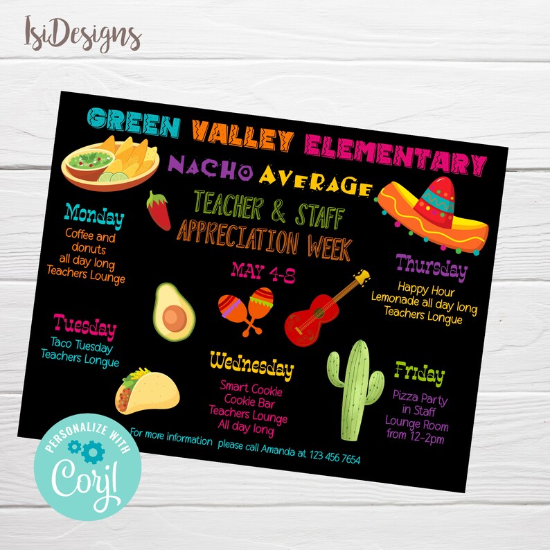 Nacho Average Teacher Appreciation Week Editable Flyer - Etsy