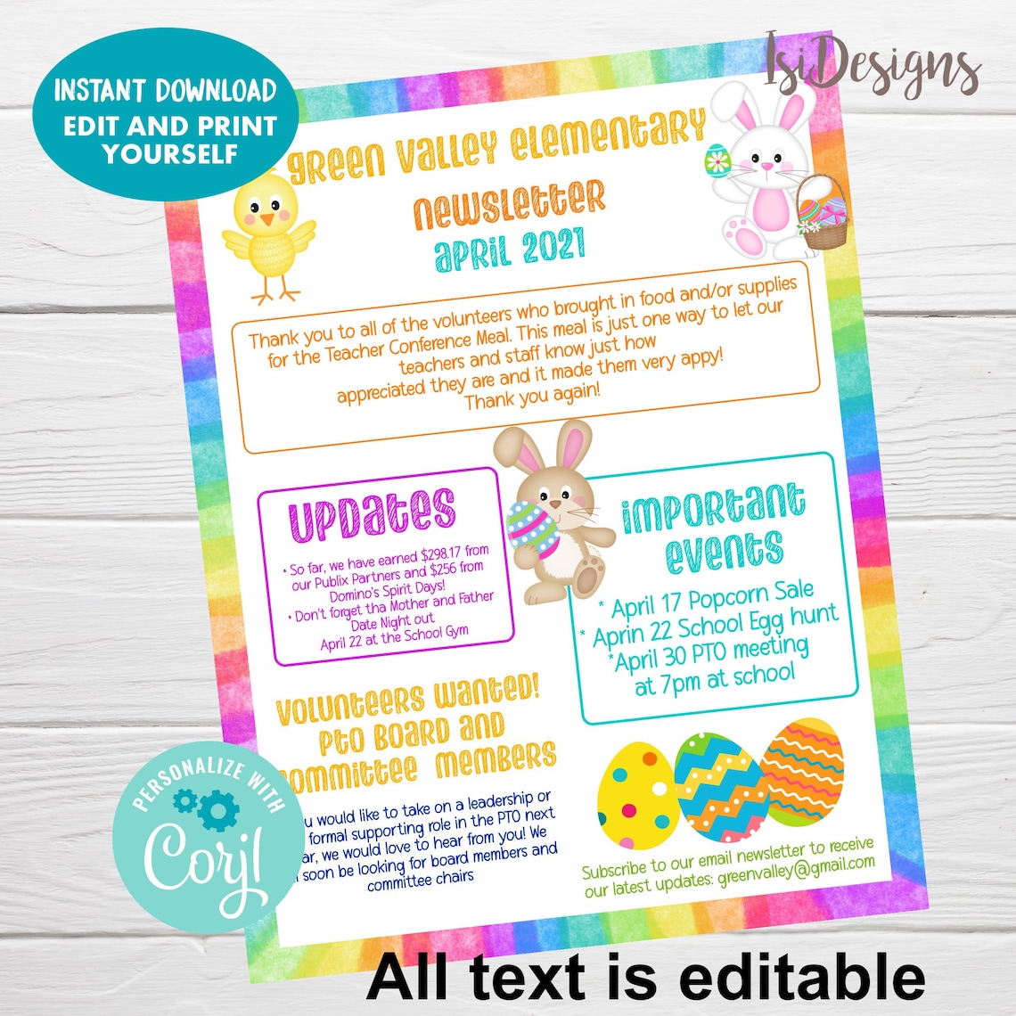 Editable School Newsletter, April Newsletter, Easter Classroom ...