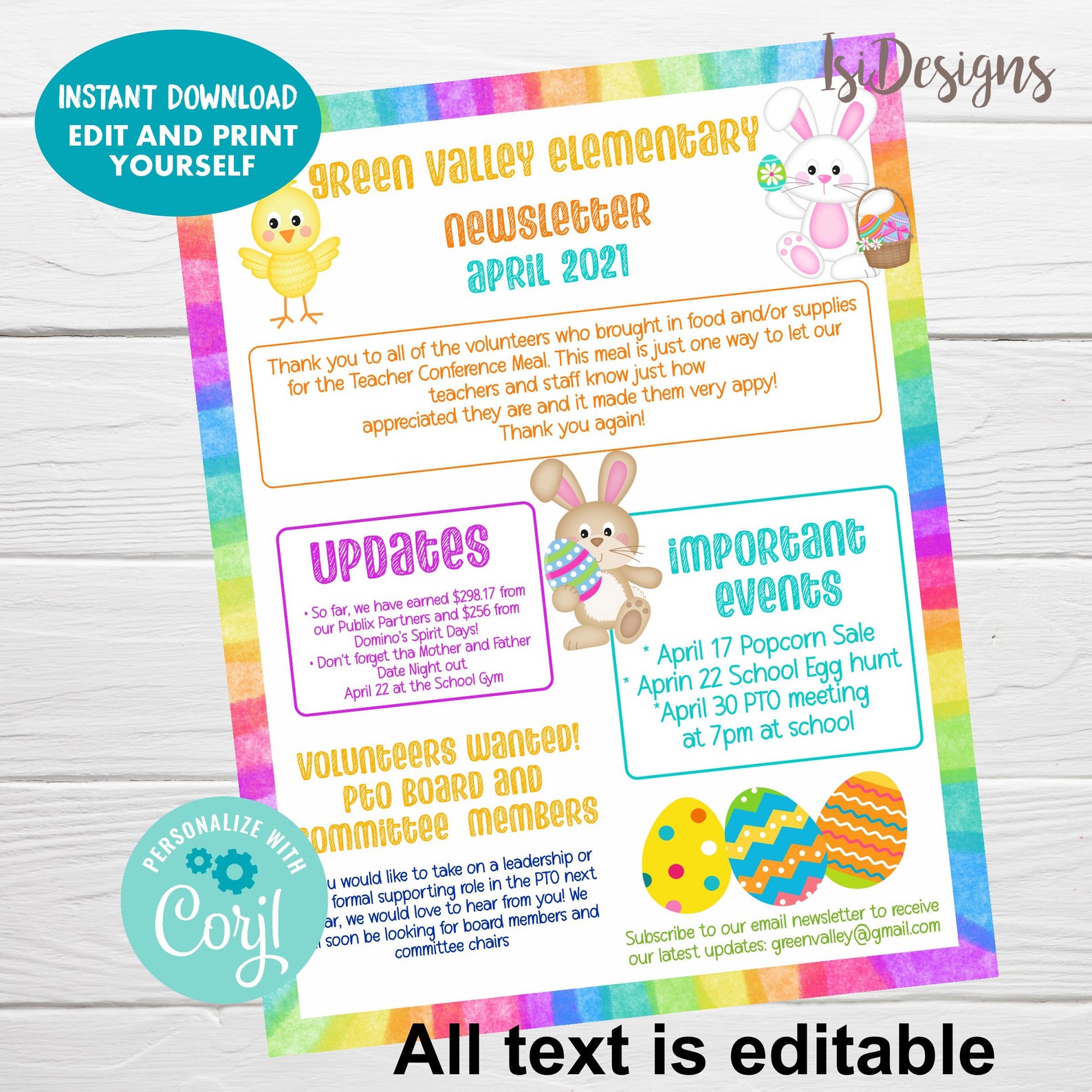 Editable School Newsletter, April Newsletter, Easter Classroom ...