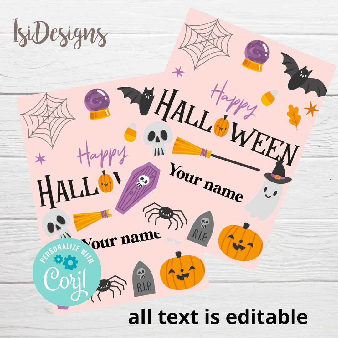 Editable Halloween Treat Tag, Boo Birthday Favor Tags, Happy Halloween ...